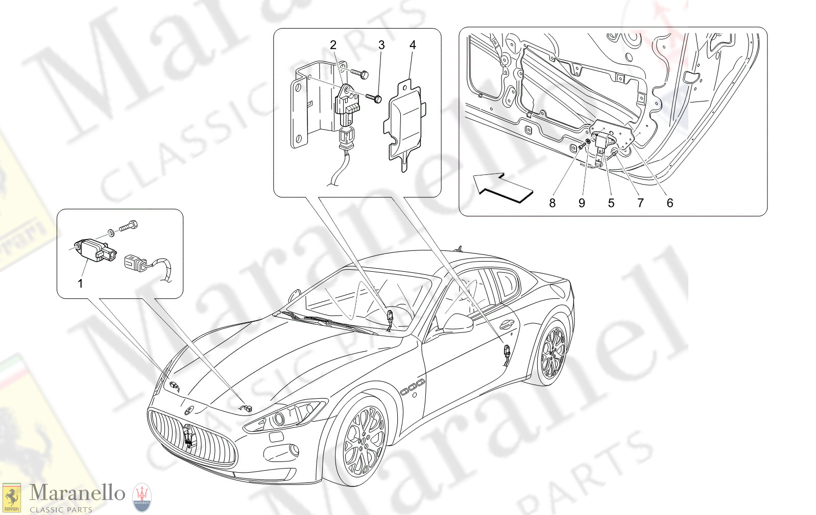 07.05 - 1 - 0705 - 1 Crash Sensors parts diagram for Maserati ...