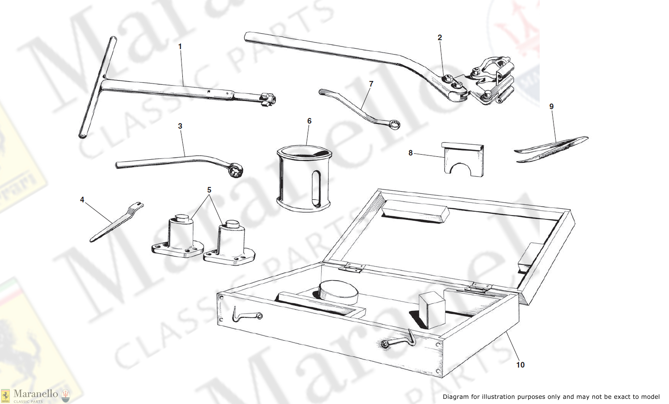 028 - Engine Tools parts diagram for Ferrari 250 GT (1956-59 ...